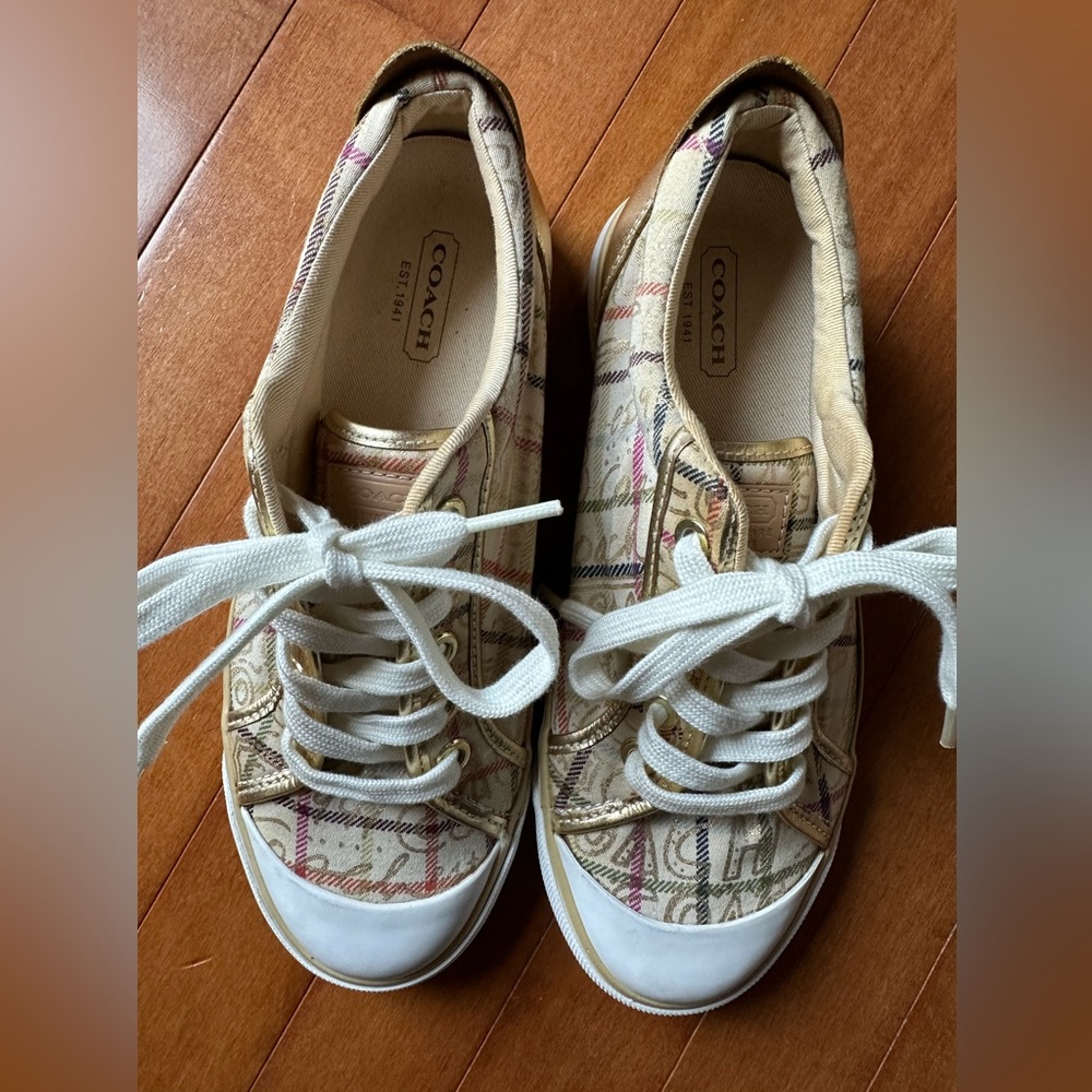 Coach Barrett Poppy Metallic Gold Graffiti Shoes Snea… - Gem